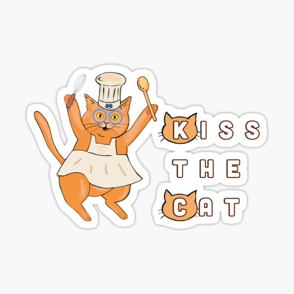 "Kiss the cat cook" Sticker for Sale by MimieTrouvetou | Redbubble