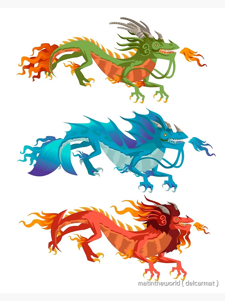 "elements chinese dragons" Poster by matintheworld | Redbubble