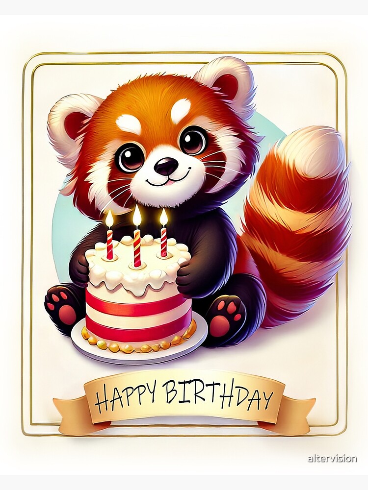 "Red Panda Birthday card" Greeting Card for Sale by altervision | Redbubble