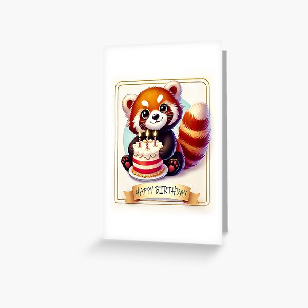 "Red Panda Birthday card" Greeting Card for Sale by altervision | Redbubble