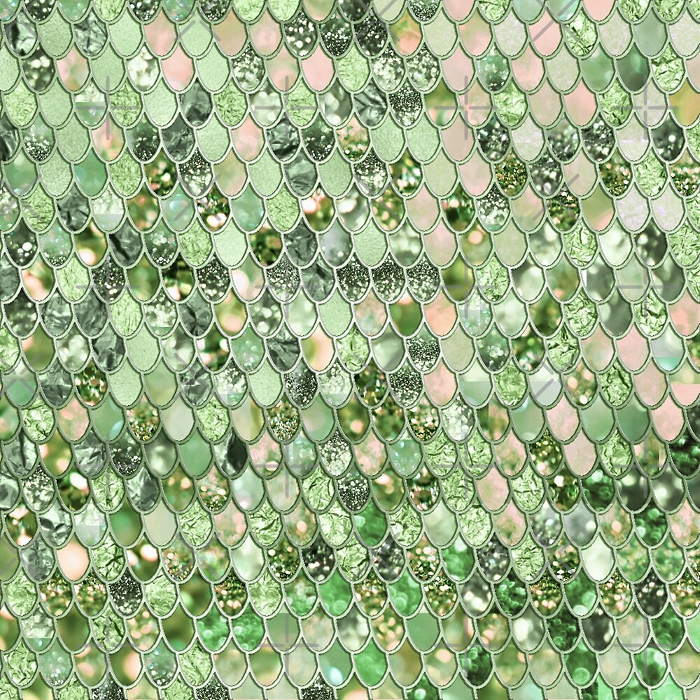 "Shiny Green Mermaid Scales pattern" by UtArt | Redbubble