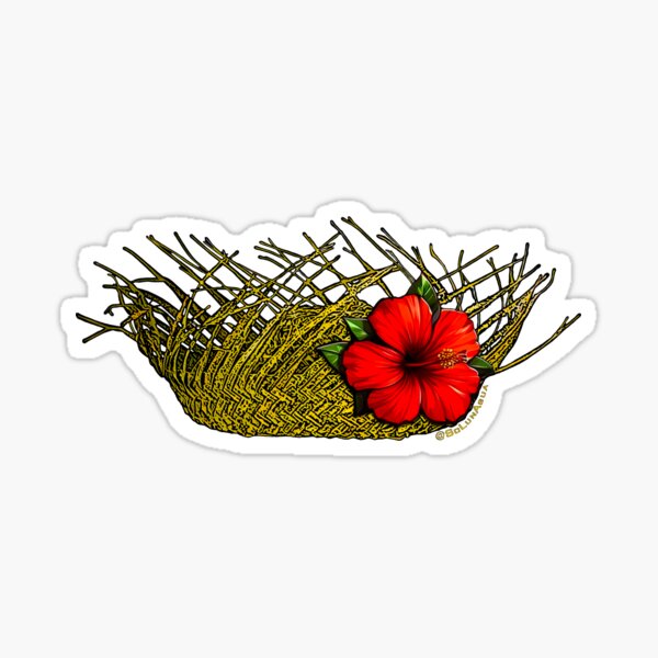 "Puerto Rico Jibara Pava Hat with Puerto Rican Maga Flower" Sticker for ...
