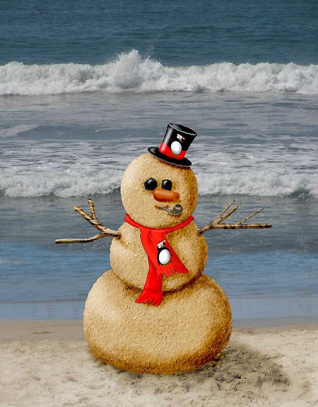 "Sand Snowman at the beach!" by graphicdoodles | Redbubble