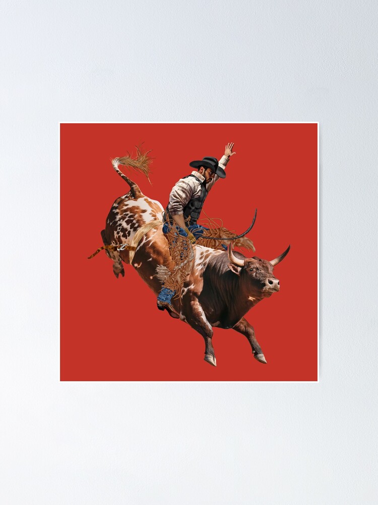 " Classic Rodeo Bull Riding Cowboy | Wild West Vintage" Poster for Sale ...