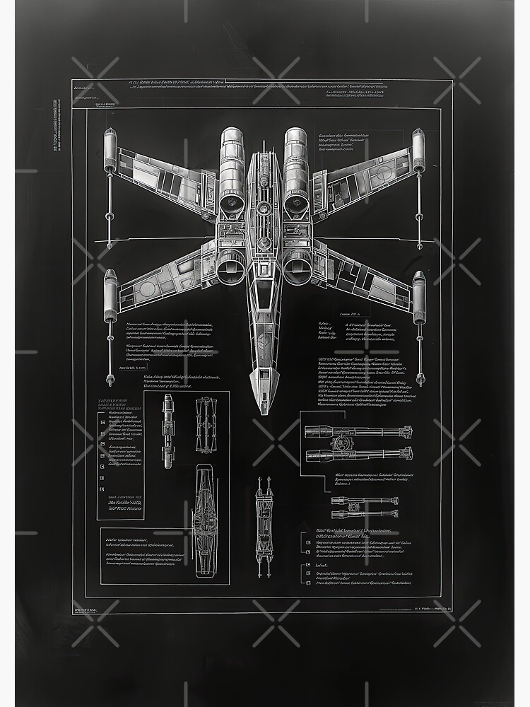 "X-Wing Blueprint – Star Wars Starfighter Schematic Fan Art" Poster for ...