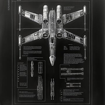 "X-Wing Blueprint – Star Wars Starfighter Schematic Fan Art" Poster for ...