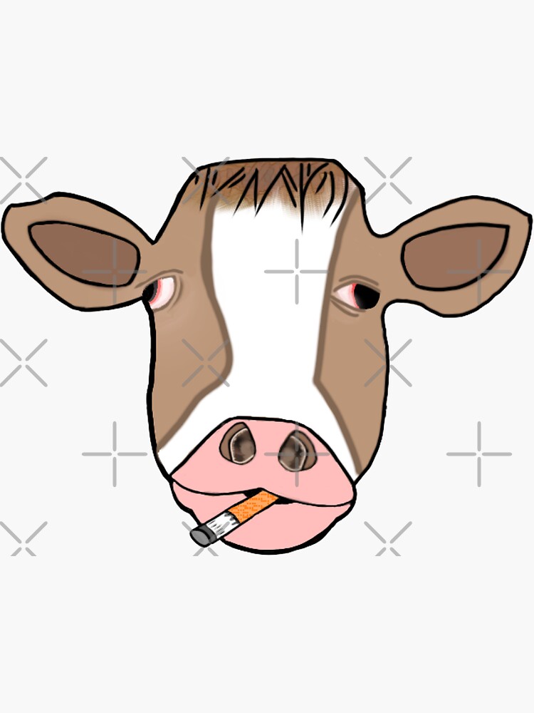 "Smoking Cow" Sticker for Sale by SavantSnails | Redbubble