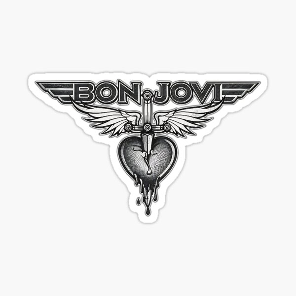 "Bon Jovi B/W" Sticker for Sale by NickTaroDesign | Redbubble