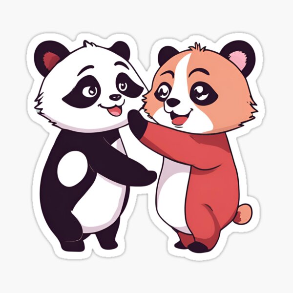 "Cute Cartoon Panda and Red Panda Friendship" Sticker for Sale by ...