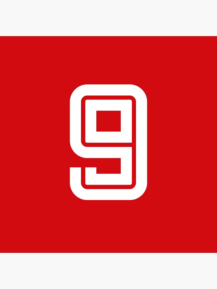 "No. 9 / Player Number Nine / Football Player Number 9 (White on Red ...