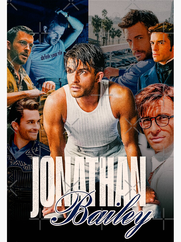 "Jonathan Bailey Collage Poster" Sticker by santisjara | Redbubble