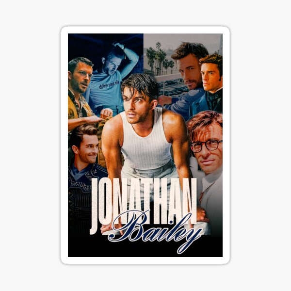 "Jonathan Bailey Collage Poster" Sticker by santisjara | Redbubble