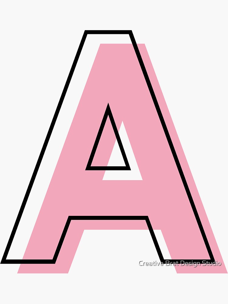 "A Initial Personalization Modern Art Light Pink Outline" Sticker for ...