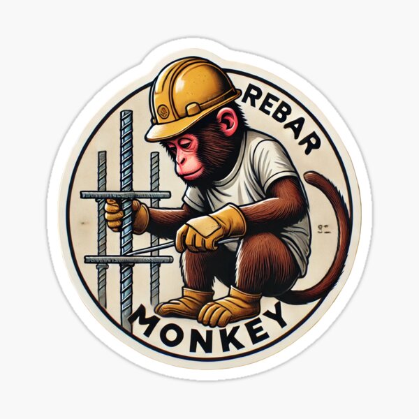 "Rebar Monkey" Sticker for Sale by Reinforced | Redbubble