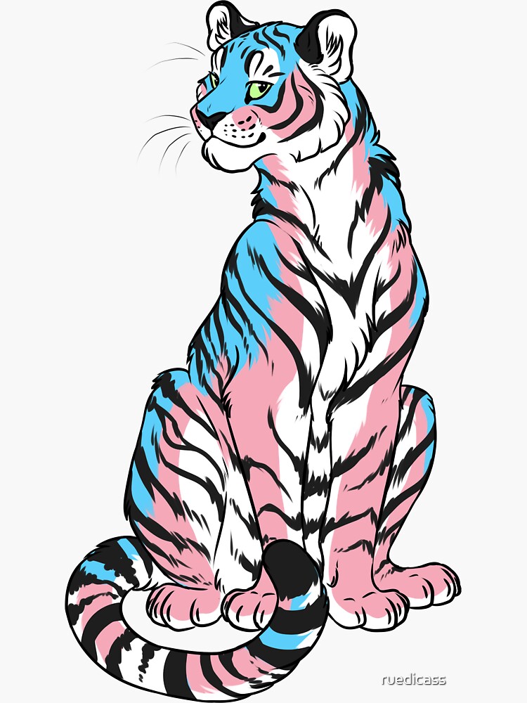 "Trans Pride Tiger" Sticker for Sale by ruedicass | Redbubble