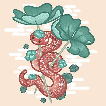 "Red Snake Surrounded by the Clover Leaf" Zipper Pouch for Sale by ...