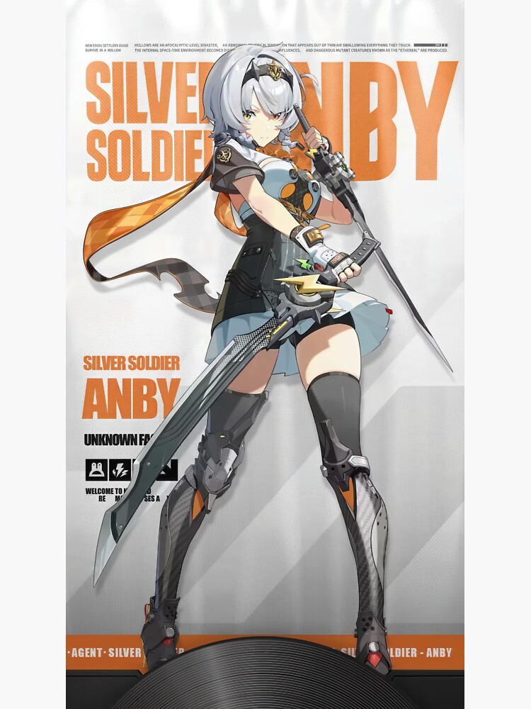 "Silver Soldier Anby Official Poster, Zenless Zone Zero (ZZZ)" Sticker ...