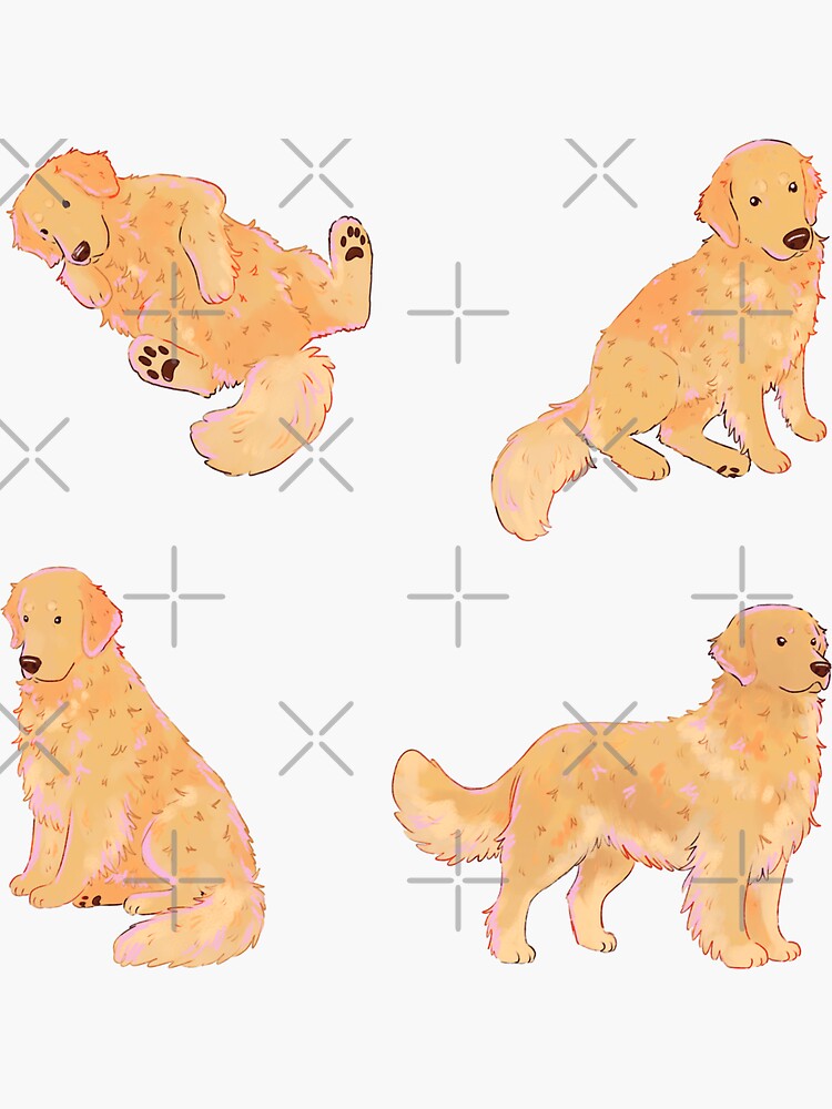"Cute Golden Retriever Poses – Adorable Dog Illustration" Sticker for Sale by YaraCuteArt ...