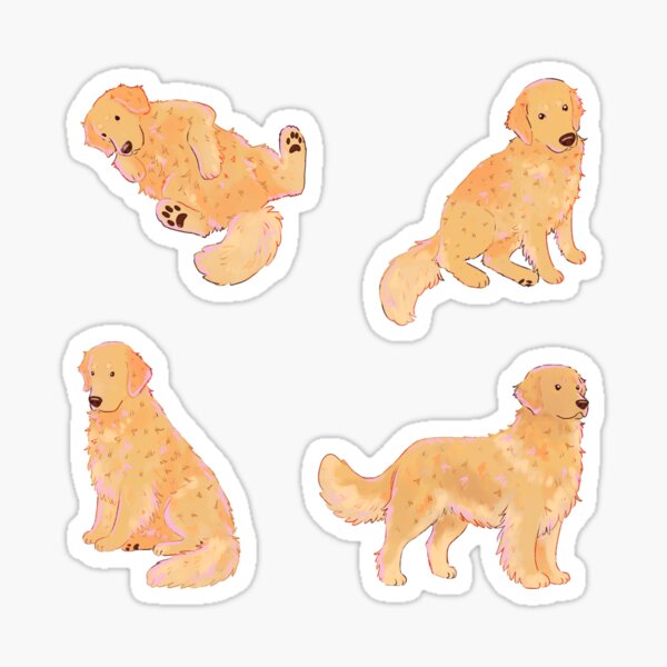 "Cute Golden Retriever Poses – Adorable Dog Illustration" Sticker for Sale by YaraCuteArt ...