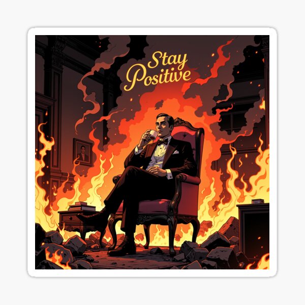 "Stay Positive: Even Hell Can't Spoil Tea Time" Sticker for Sale by ...