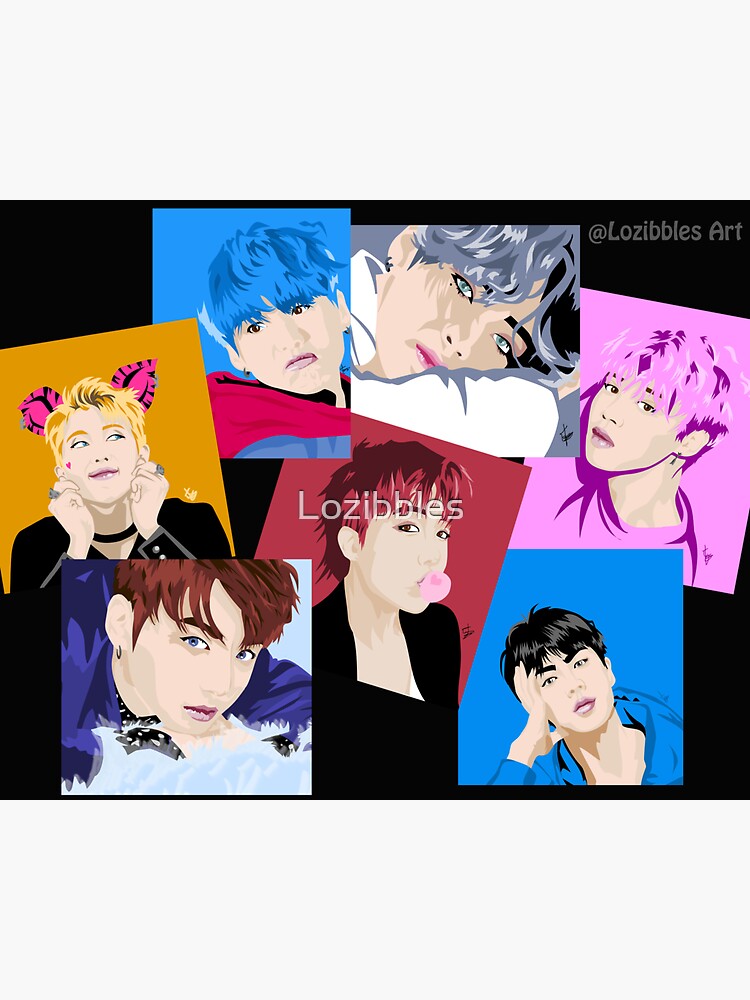 "BTS collage" Sticker by Lozibbles | Redbubble