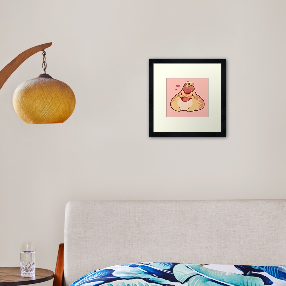 "Pacman frog with strawberry" Sticker for Sale by Rihnlin | Redbubble