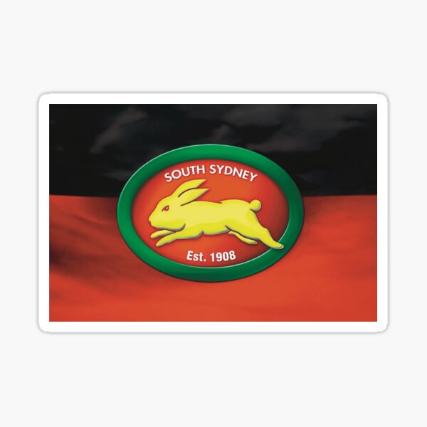 "South Sydney Rabbitohs Heritage logo Aboriginal Flag Colours" Sticker ...