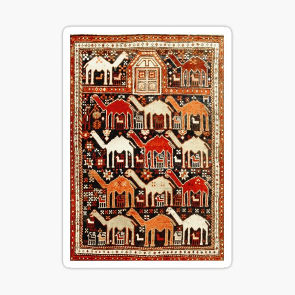 "Antique Caucasian Shirvan Rug with Camels Print" Sticker for Sale by ...