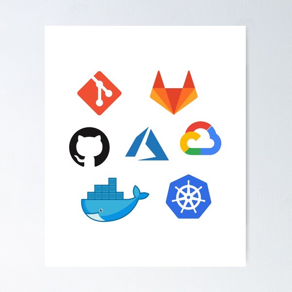 "kubernetes Github Azure Git Pack" Poster for Sale by linkawy | Redbubble
