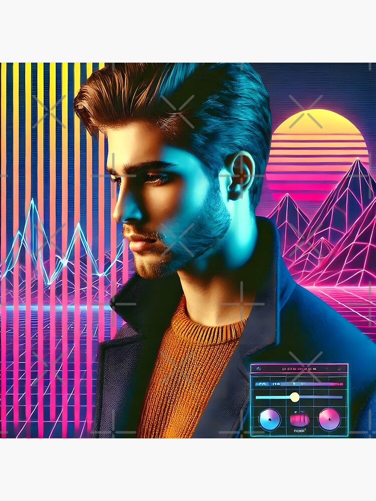 "Stylish Man Pose Sunset Synthwave Futuristic Cyberpunk Neon" Sticker ...
