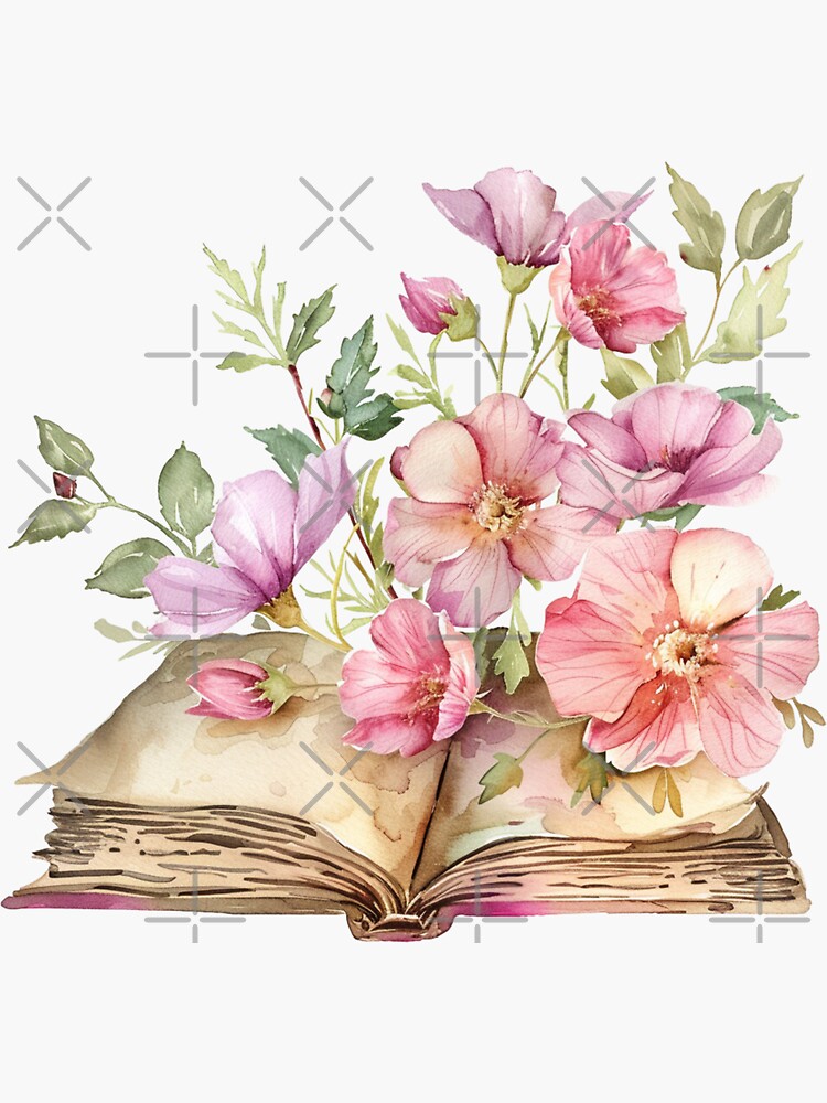 "Book with flowers" Sticker by CindyCreation | Redbubble