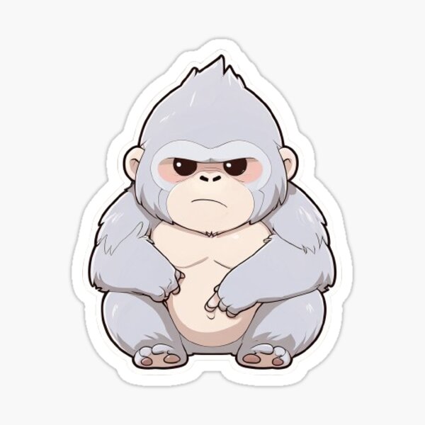 "Cute Silverback Gorilla – Adorable Jungle Sticker" Sticker for Sale by ...
