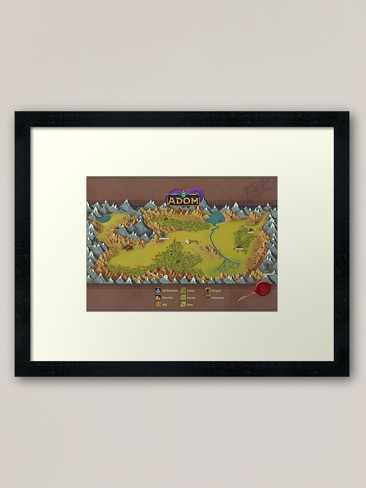"ADOM map" Framed Art Print by ADOMgame | Redbubble