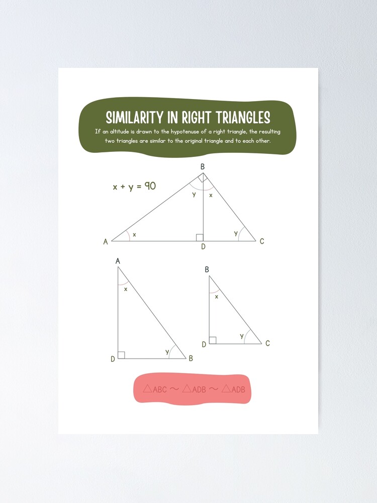 "Similarity in Right Triangles – Math Educational Poster for Kids ...