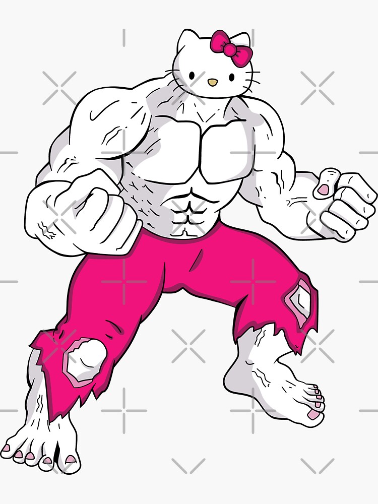 "Hello Kitty bodybuilder" Sticker for Sale by YumeKurenai | Redbubble