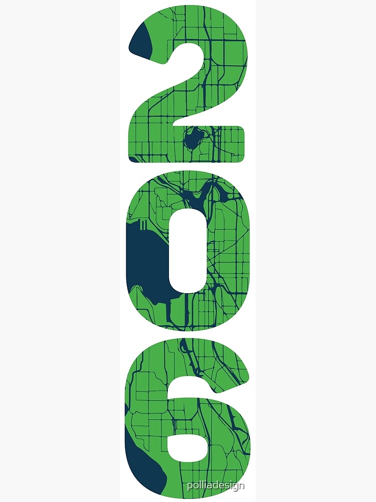 Lámina artística «Mapa de la ciudad de Seattle WA y código de área 206 ...