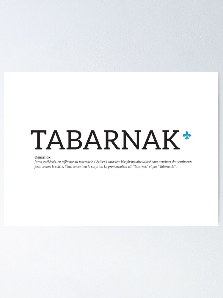 Poster « Québec Tabarnak PQ Qc sacre/juron d'église avec définition et ...
