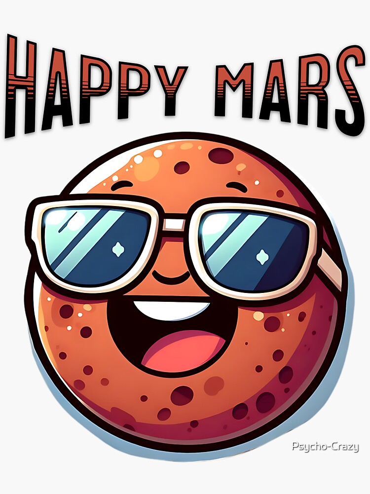 "Happy Mars Cartoon Illustration - Cute and Funny Planet Series Designs ...
