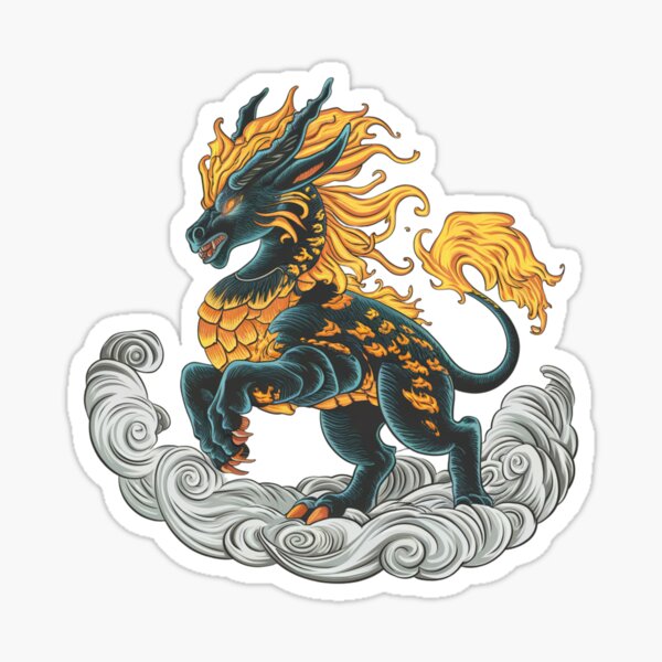 "Qilin Golden Guardian" Sticker for Sale by GemiGarp | Redbubble