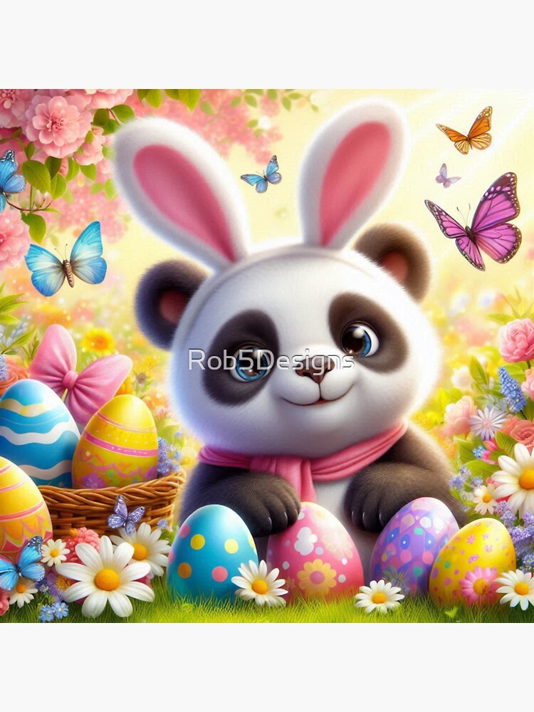 "Easter Panda" Sticker for Sale by Rob5Designs | Redbubble