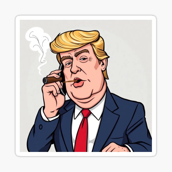 "Donald Trump Cigar On a Phone" Sticker for Sale by PAILLEADER | Redbubble