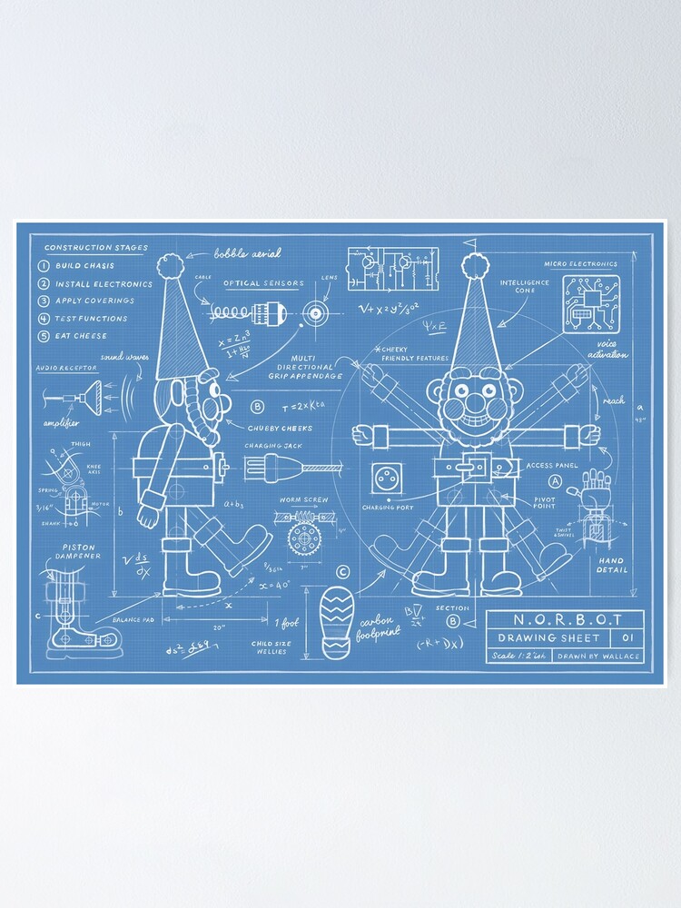 "Wallace & Gromit "NORBOT" Blueprint Vengeance Most Fowl" Poster for ...
