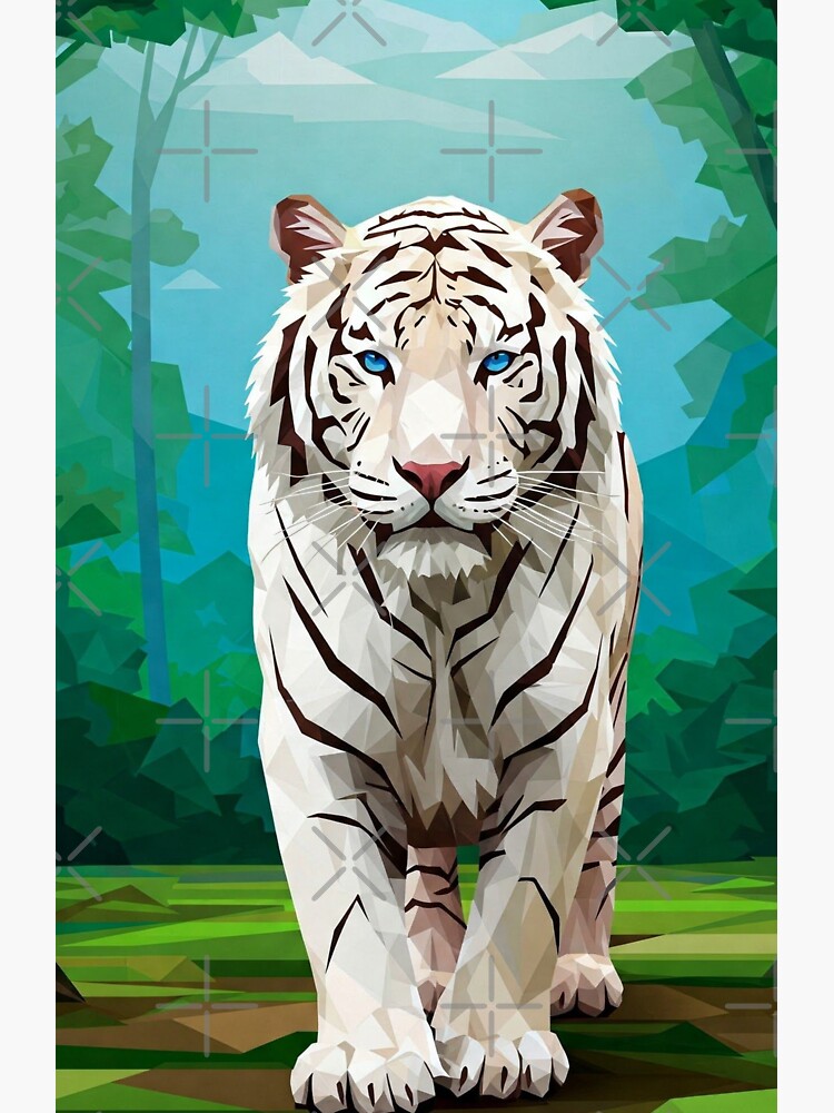 "Geometric White Tiger" Sticker for Sale by Bestie-Emporium | Redbubble
