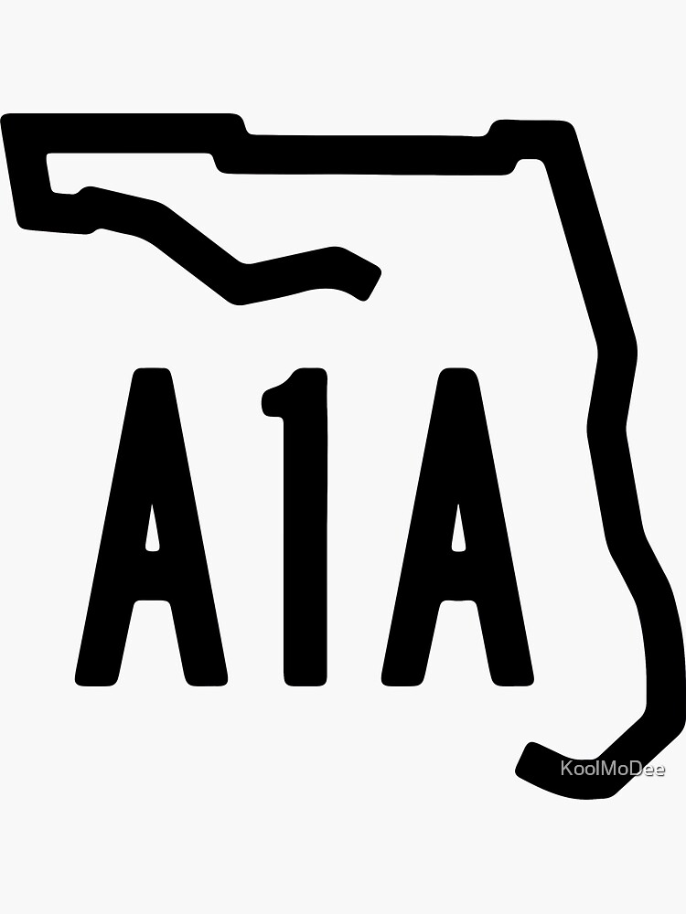"A1A South Florida Beachfront Ave - Atlantic Coast Highway" Sticker for ...