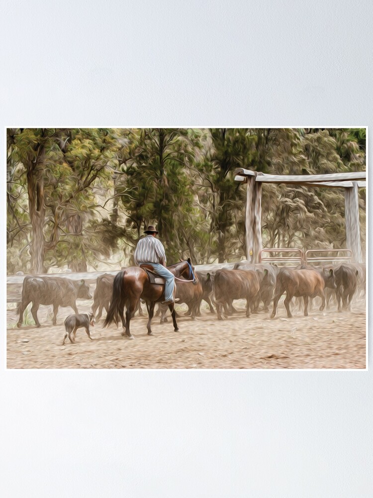 "Cattle Mustering Paint 1" Poster for Sale by Candice84 | Redbubble