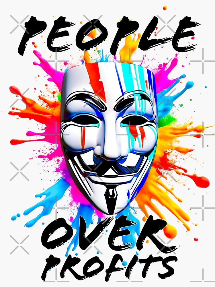 "Protest slogans. Anonymous. People over profits." Sticker for Sale by ...