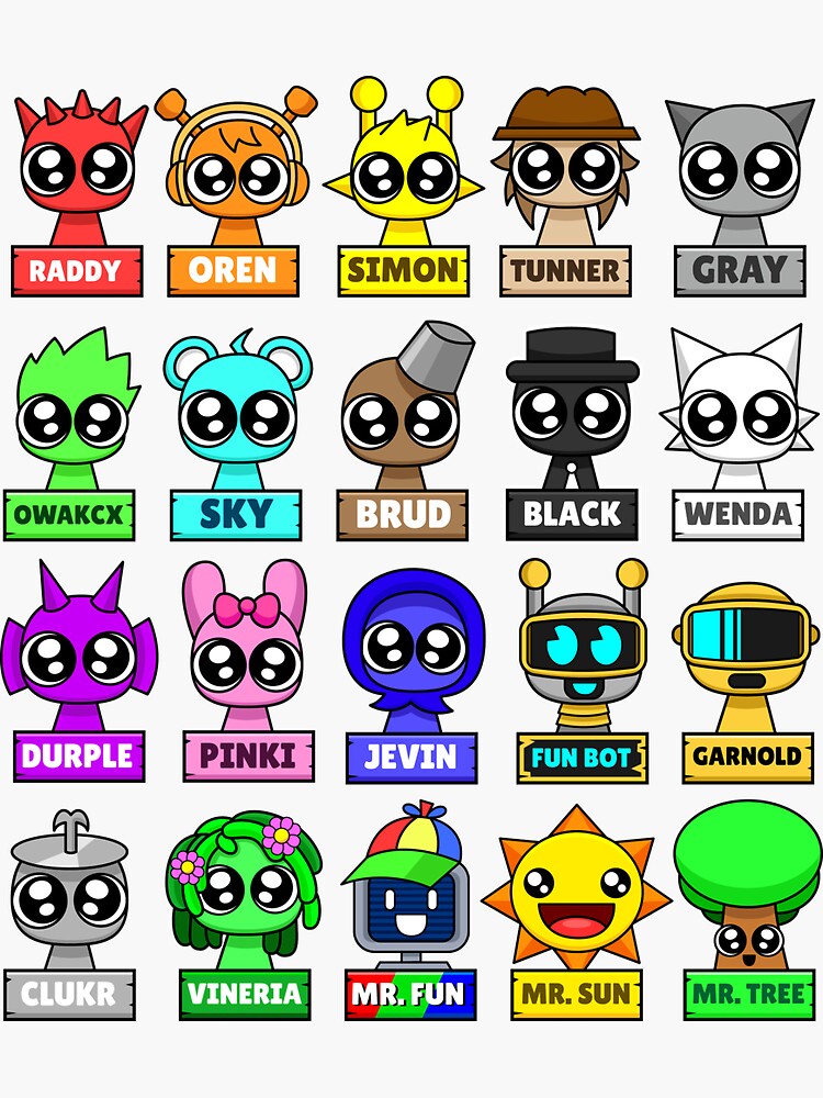 "All Sprunkies Cute Characters" Sticker for Sale by BurgerBites | Redbubble