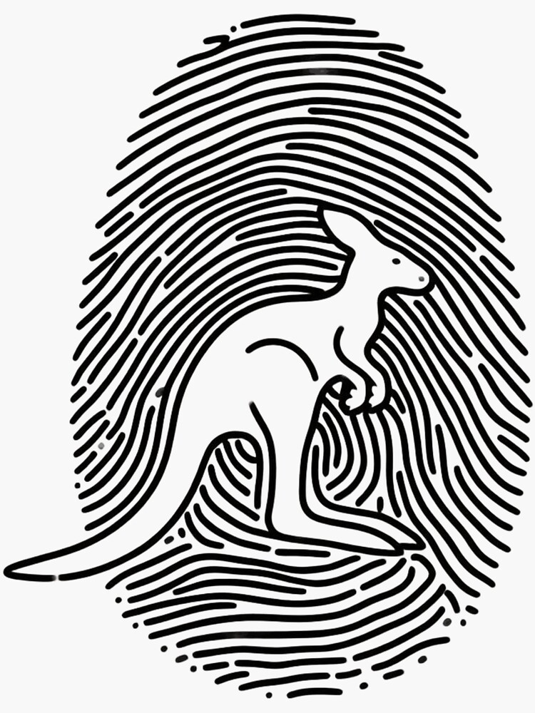 "Tribute to Australian Identity: Fingerprint and Kangaroo #2" Sticker ...