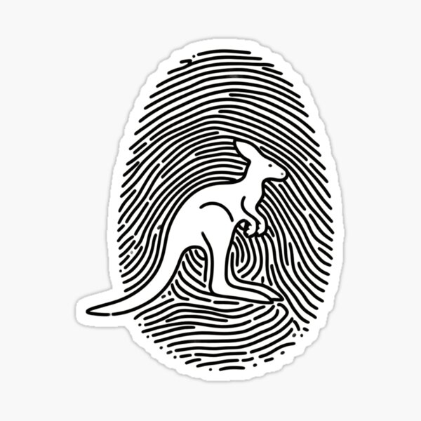 "Tribute to Australian Identity: Fingerprint and Kangaroo #2" Sticker ...