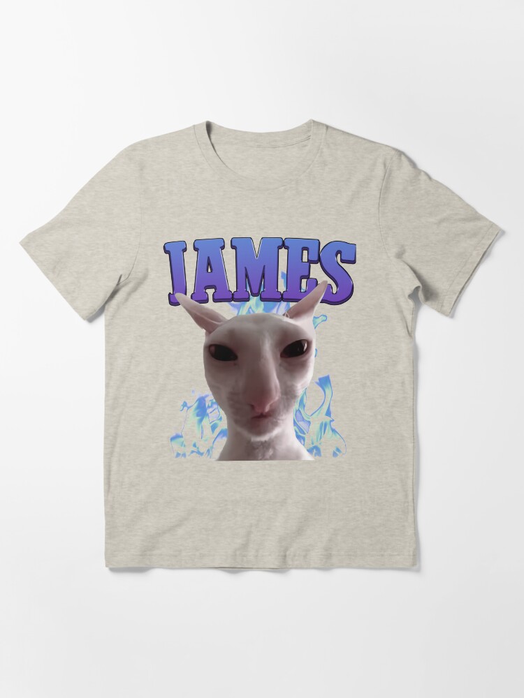 "Funny James Cat Meme" Essential T-Shirt for Sale by MemishDesign ...